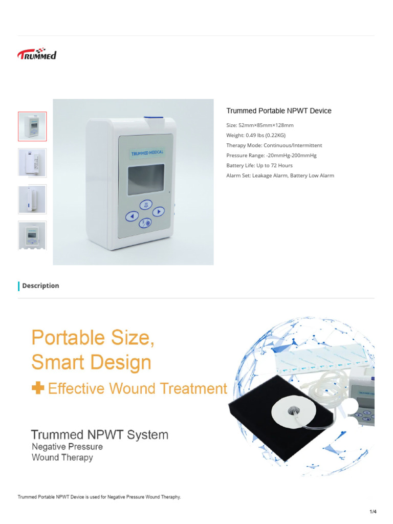 Trummed Portable Negative Pressure Wound Therapy | PDF | Medical ...