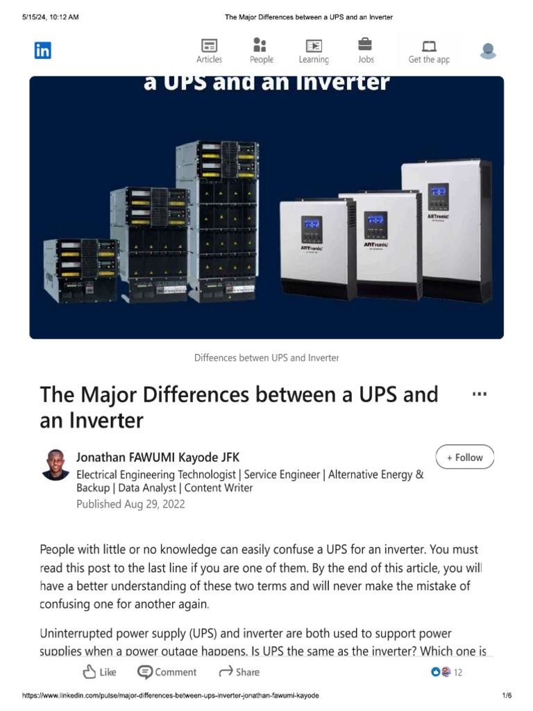 Ups Vs Inverter | PDF