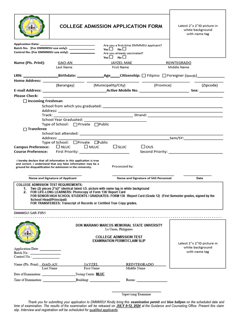 Cat Application Form2024 | PDF