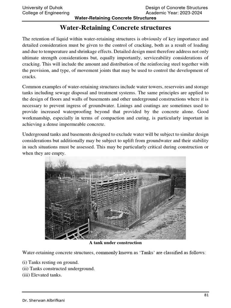 Water-Retaining Concrete Structures | PDF | Concrete | Stress (Mechanics)