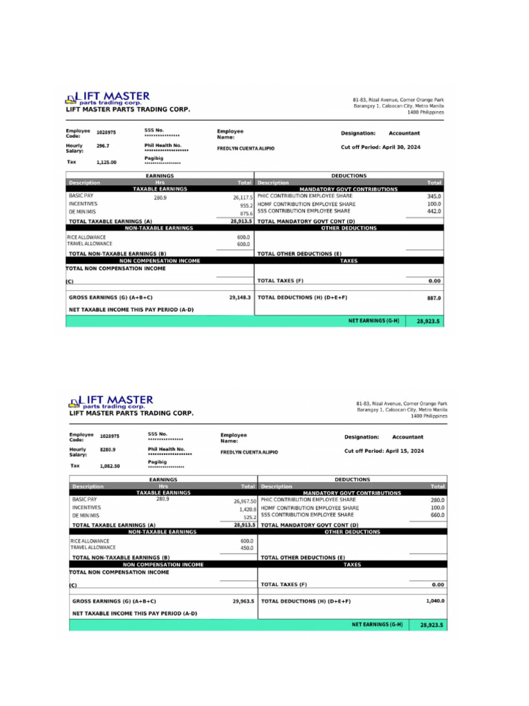 Payslip - Alipio | PDF