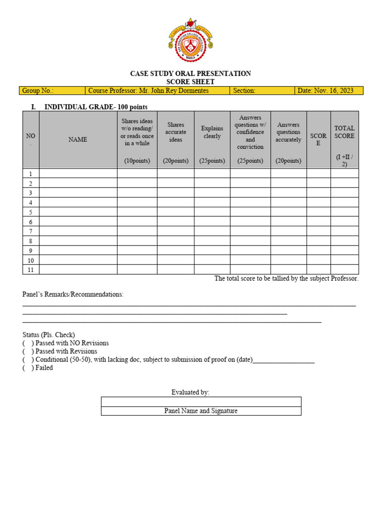 Corporate Finance - Scoresheet | PDF | Cognition