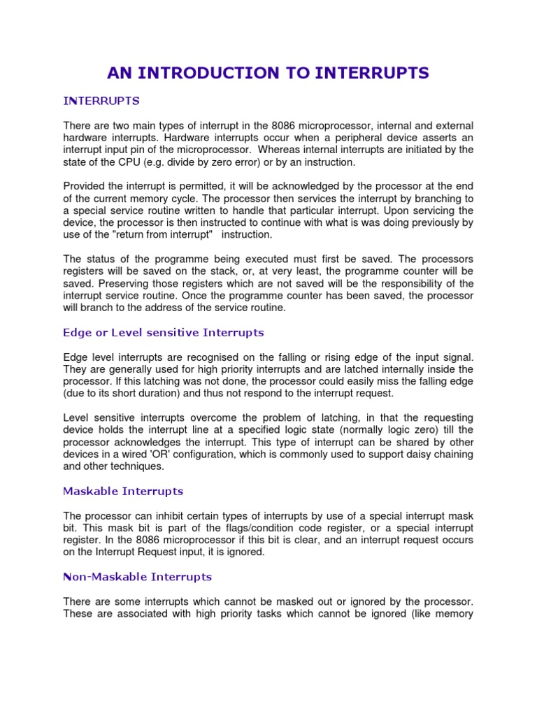 An Introduction To Interrupts | PDF | Central Processing Unit ...