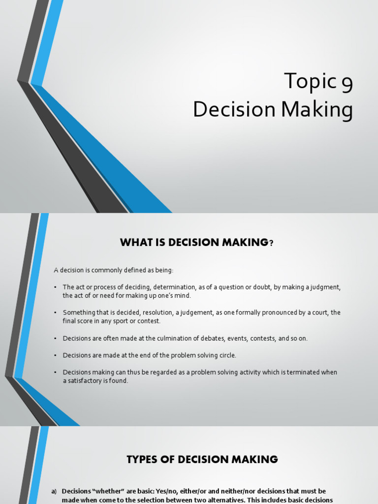 Topic 9 Decision Making | PDF | Decision Making | Thought