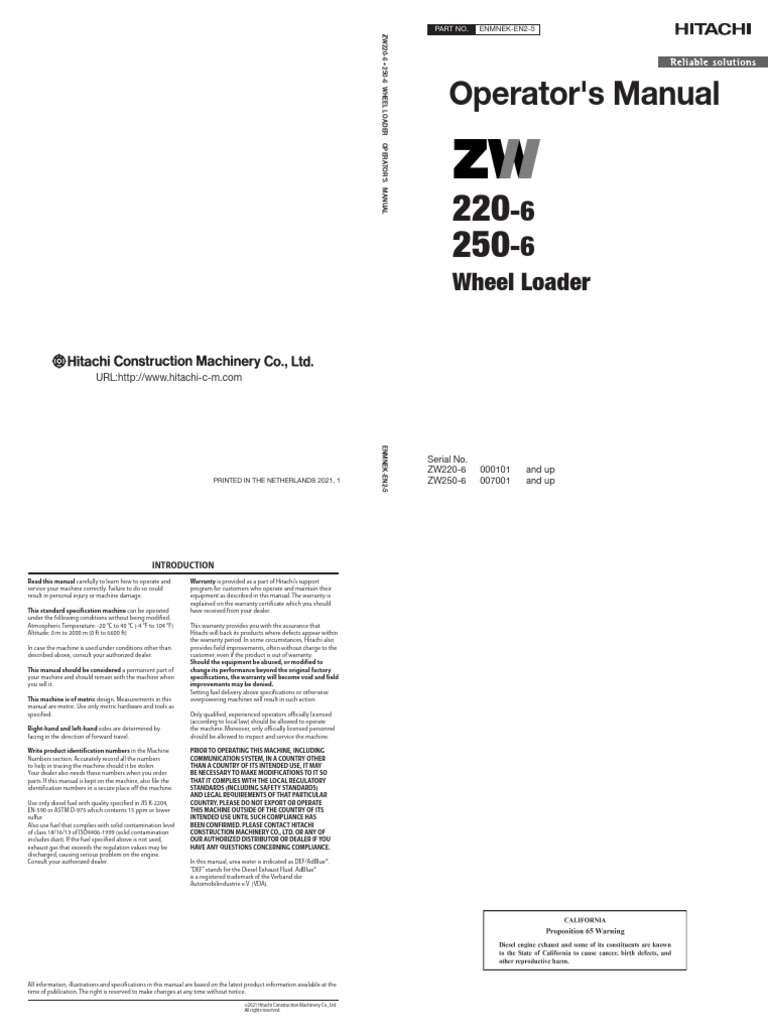 Manual de Operario ZW220-6 | PDF | Manual Transmission | Switch