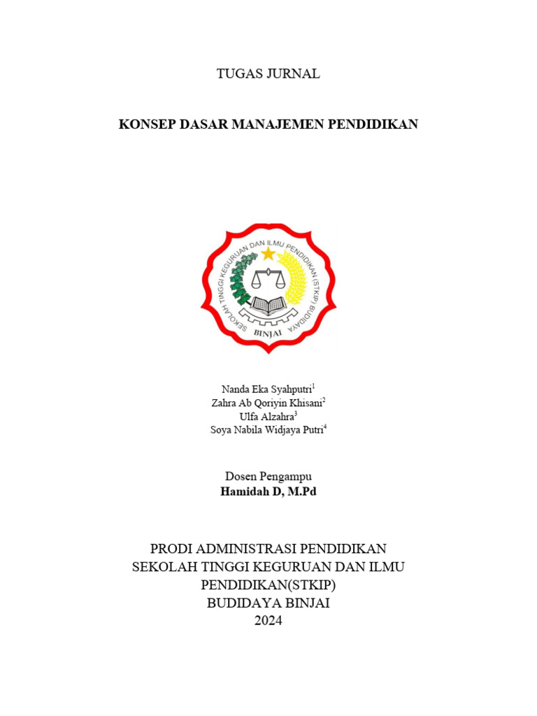 JURNAL KONSEP DASAR MANAJEMEN PENDIDIKAN#2024 | PDF