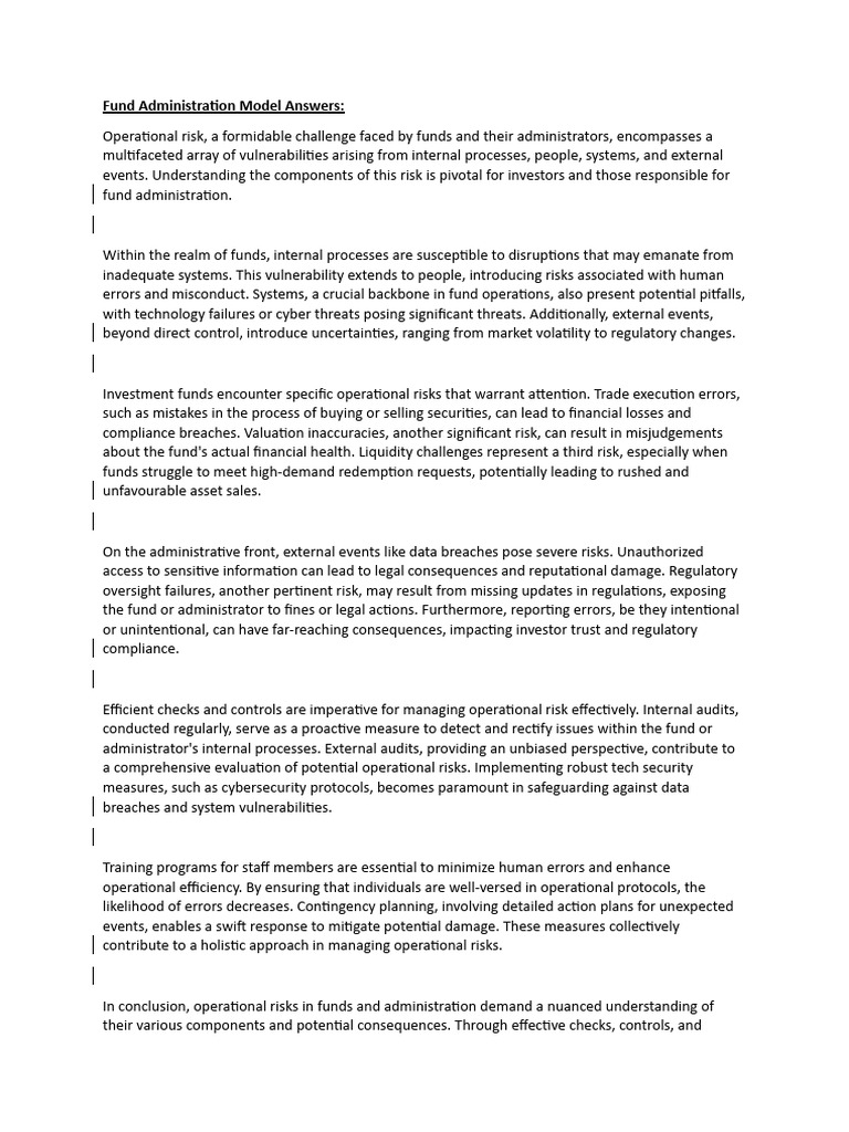 Managing Operational Risks in Fund Administration | PDF | Investment ...