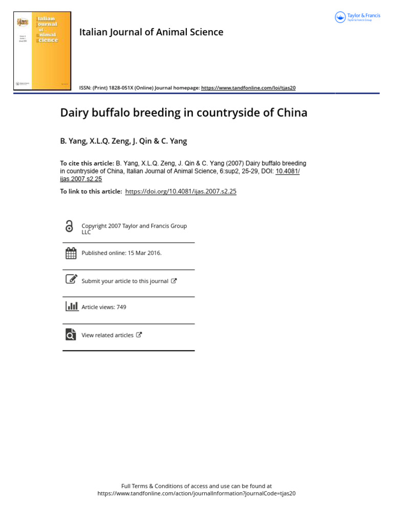 Dairy Buffalo Breeding in Countryside of China | PDF | Dairy | Milk