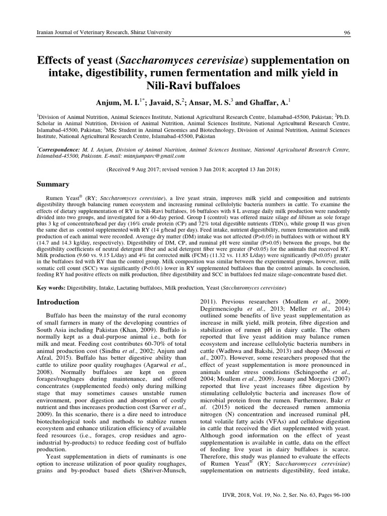 Effect of Yeast On Intake, Digestibility, Rumen Fermentation | PDF ...