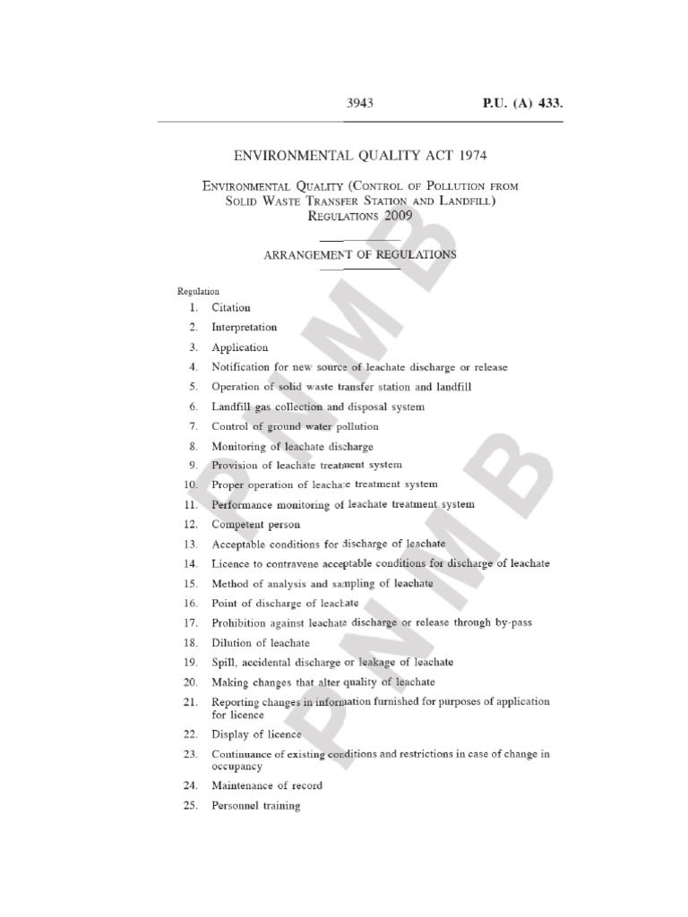 EQA 1974 Pollution From Solid Waste Transfer Station and Landfill ...