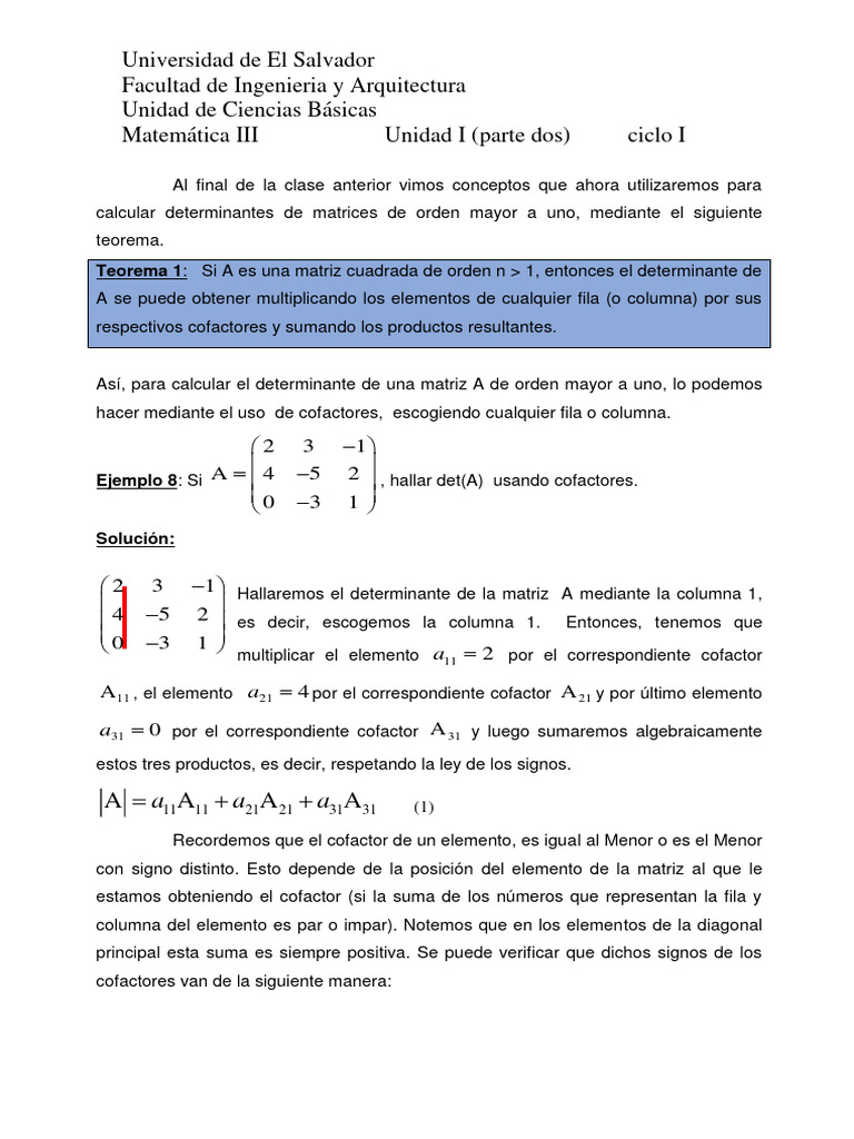 Matrices Parte 2-Mat3-2024 (Reparado) | PDF | Determinante | Matriz ...