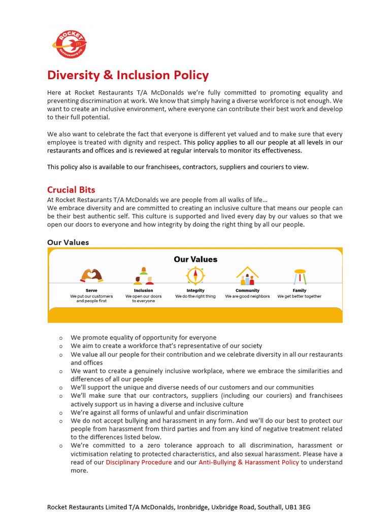Diversity Inclusion Policy | PDF | Sexual Harassment | Social Psychology