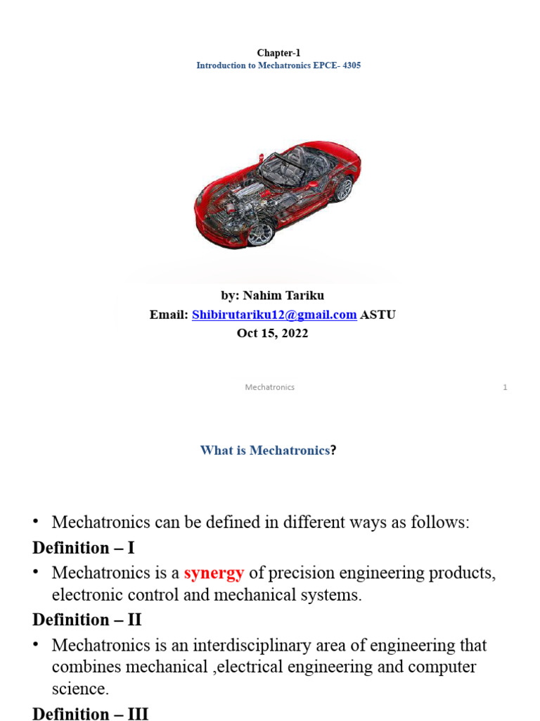 CH 1 Mechatronics | PDF | Mechatronics | Data Acquisition