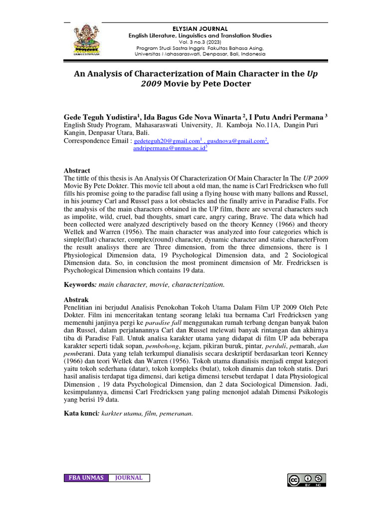 Characterization in UP Movie Analysis | PDF