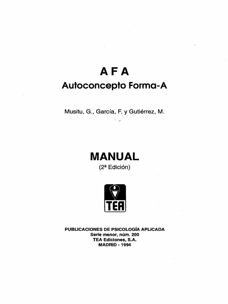 AFA Autoconcepto Forma A Manual | PDF | Autoconcepto | Experiencia