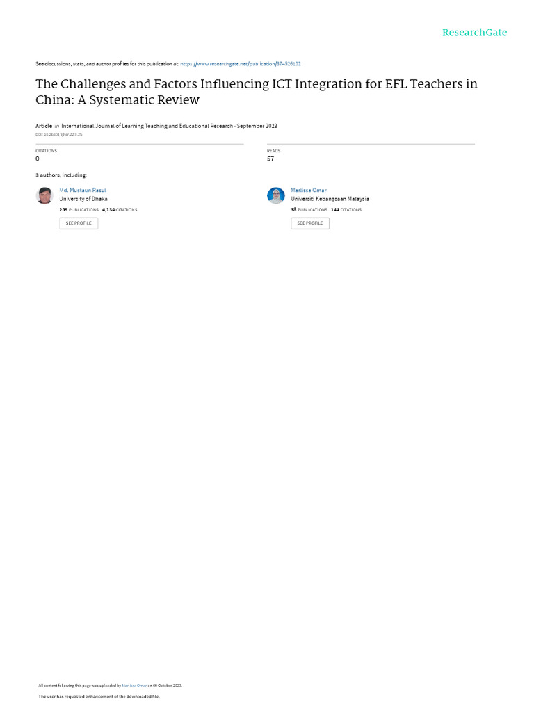 The Challenges and Factors Influencing ICT | PDF | Educational ...