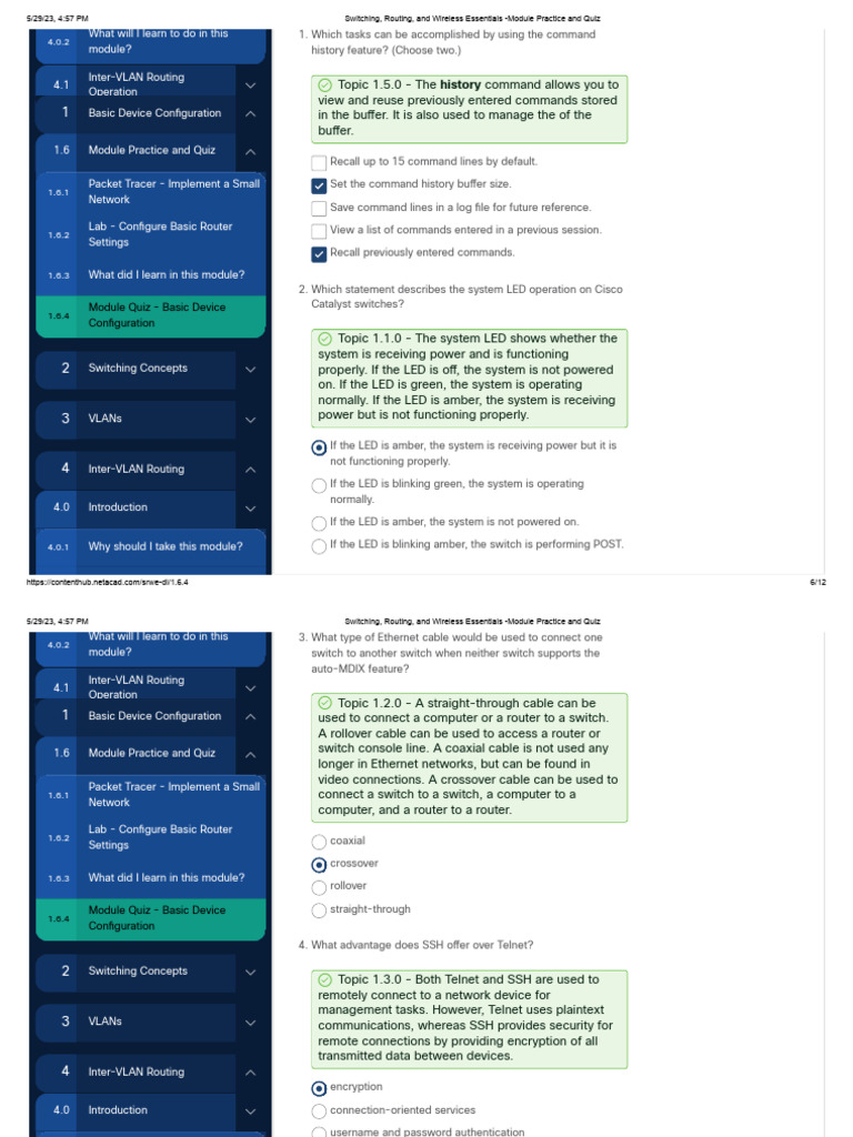 CHapter 1 (Netacad Quiz) | PDF | Network Switch | Booting