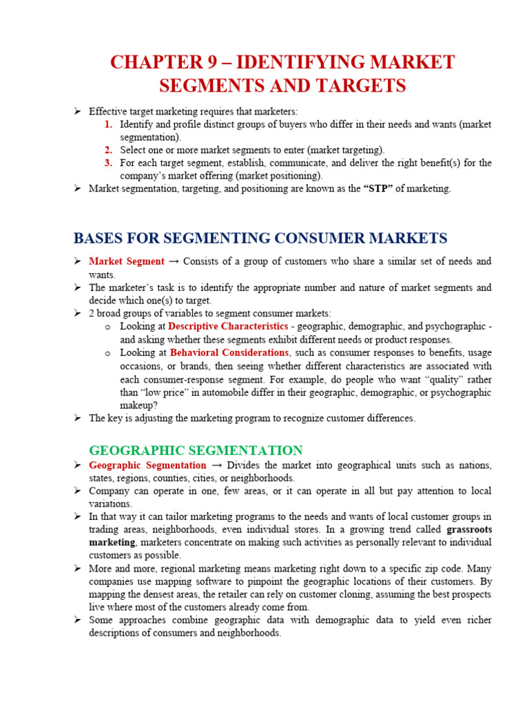 Chapter 9 - Identifying Market Segments and Targets | PDF | Market ...