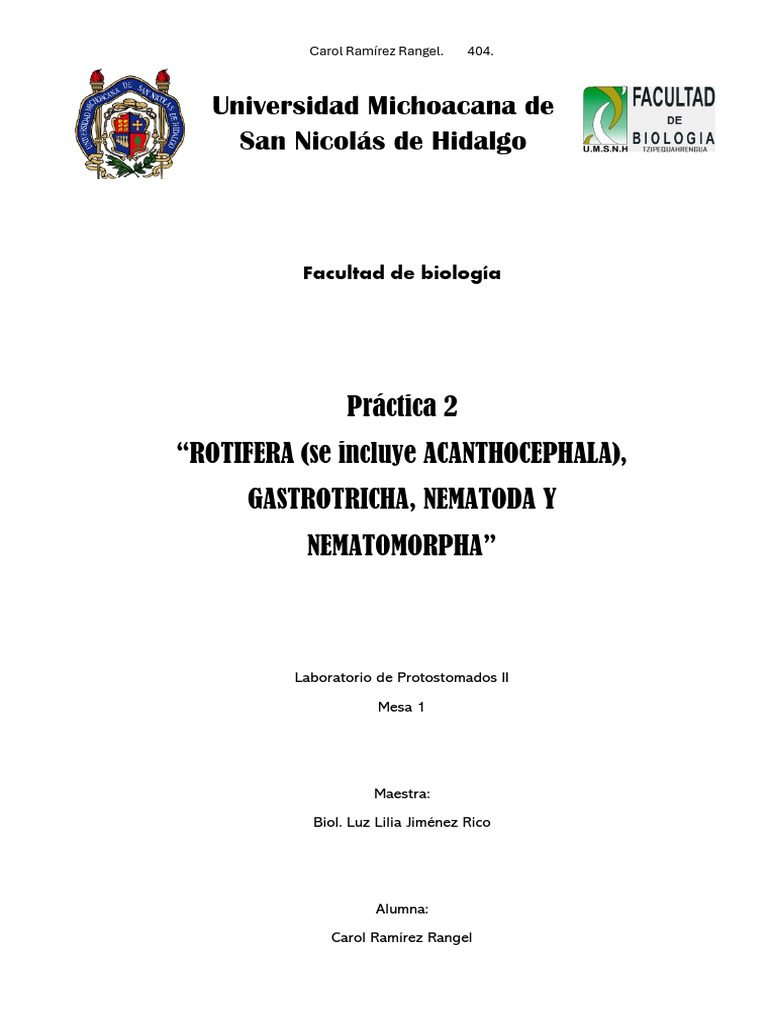 Diversidad y Morfología de Protostomados | PDF | Nematodo | Parasitismo