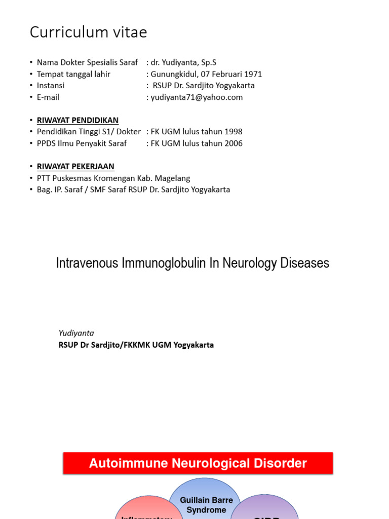 SIMPO 2 (Dr. Yudiyanta - PPT) IVIg in Neurological Diseases | PDF ...
