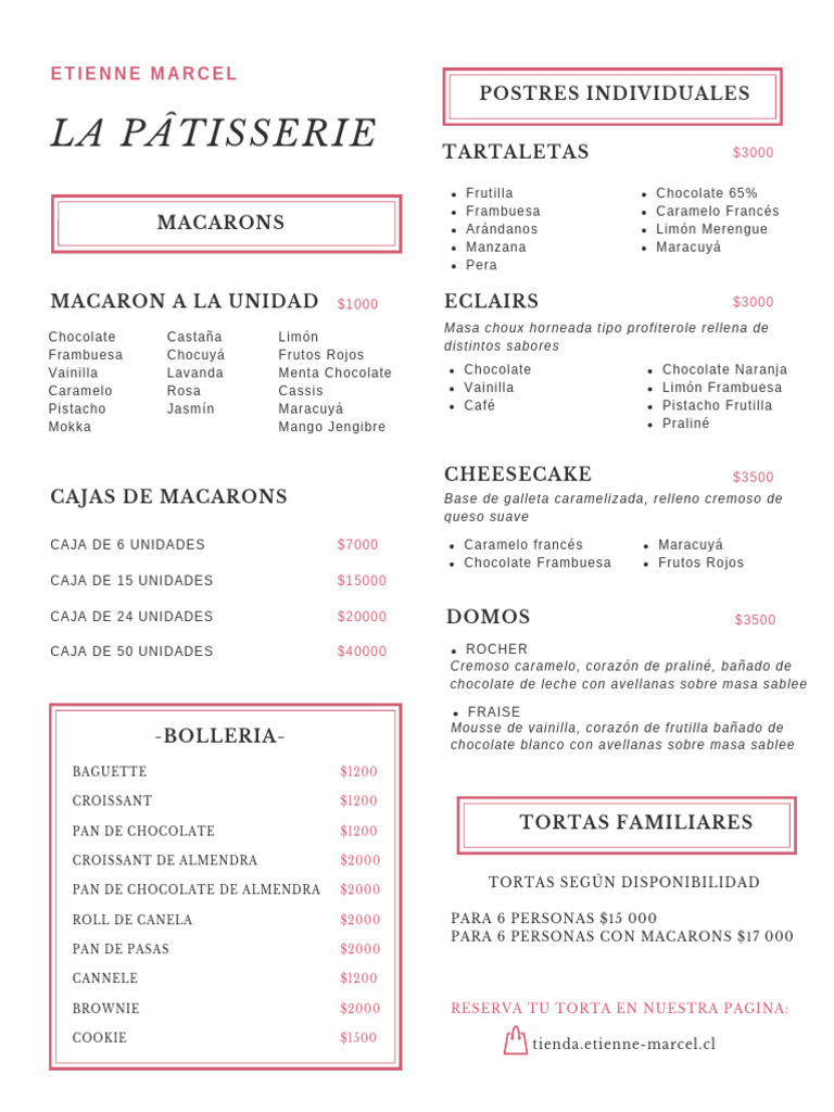 Menu Cafeteria Etienne Marcel | PDF | Macarrón | Té