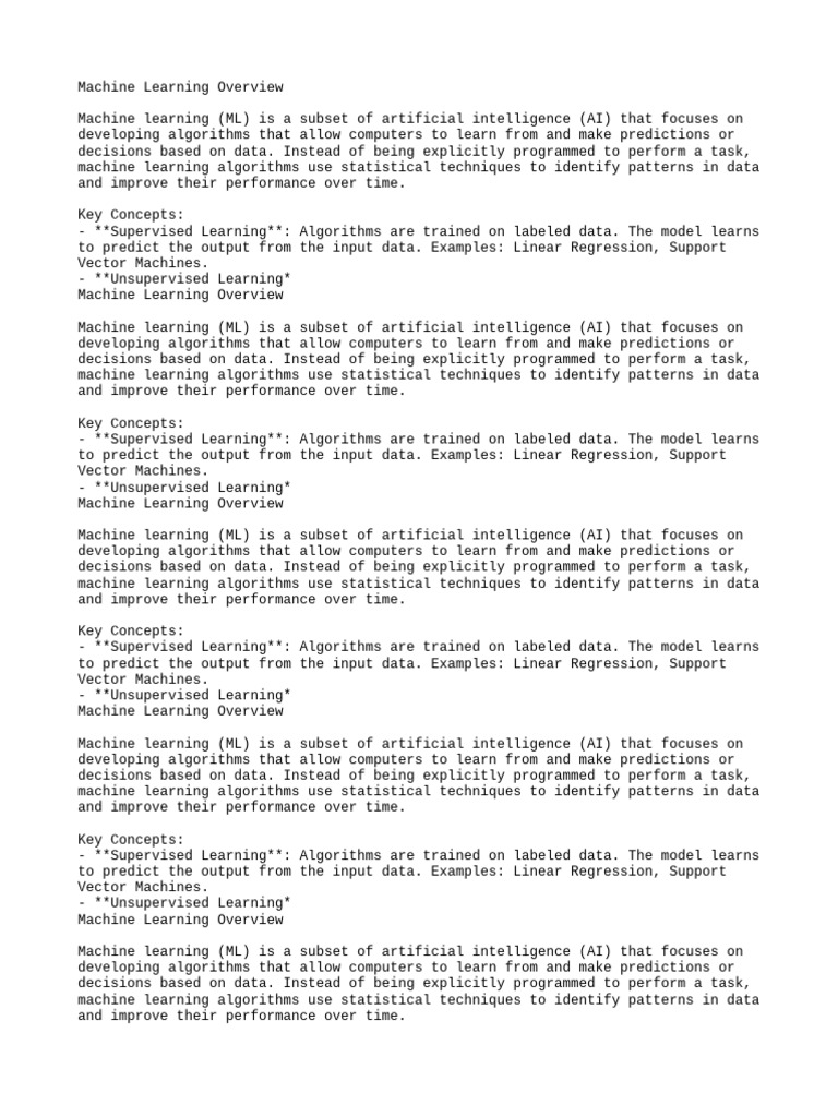 Machine Learning Overview | PDF | Machine Learning | Artificial Intelligence