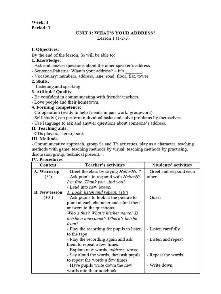 Giáo án Tiếng anh lớp 5 BGD cv 2345 Week 1 | PDF | Teaching Method ... Giáo án Tiếng anh lớp 5 BGD cv 2345 Week 1 | PDF | Teaching Method ...