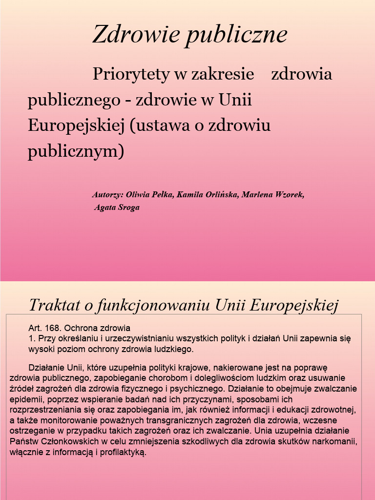 Prezentacja Zdrowie Publiczne | PDF