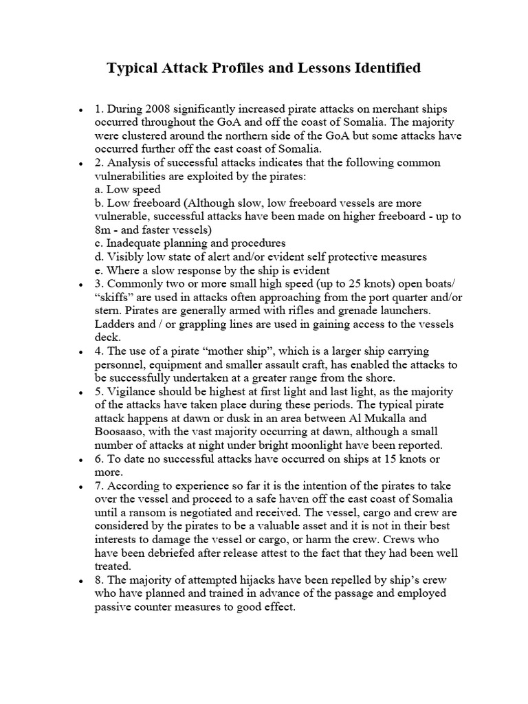 Typical Attack Profiles and Lessons Identified | PDF | Business | Travel