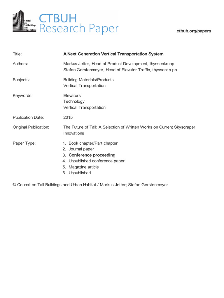 Next Generation Vertical Transportation System | PDF | Elevator | Transport