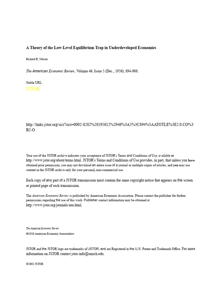 1 Low Level Equilibrium Trap For Underdeveloped Countries | PDF ...