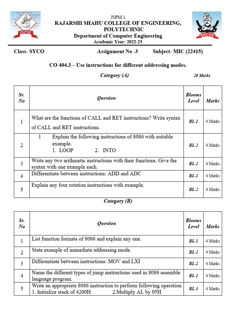 MIC Assignment 3-22-23 | PDF | Central Processing Unit | Computer Hardware