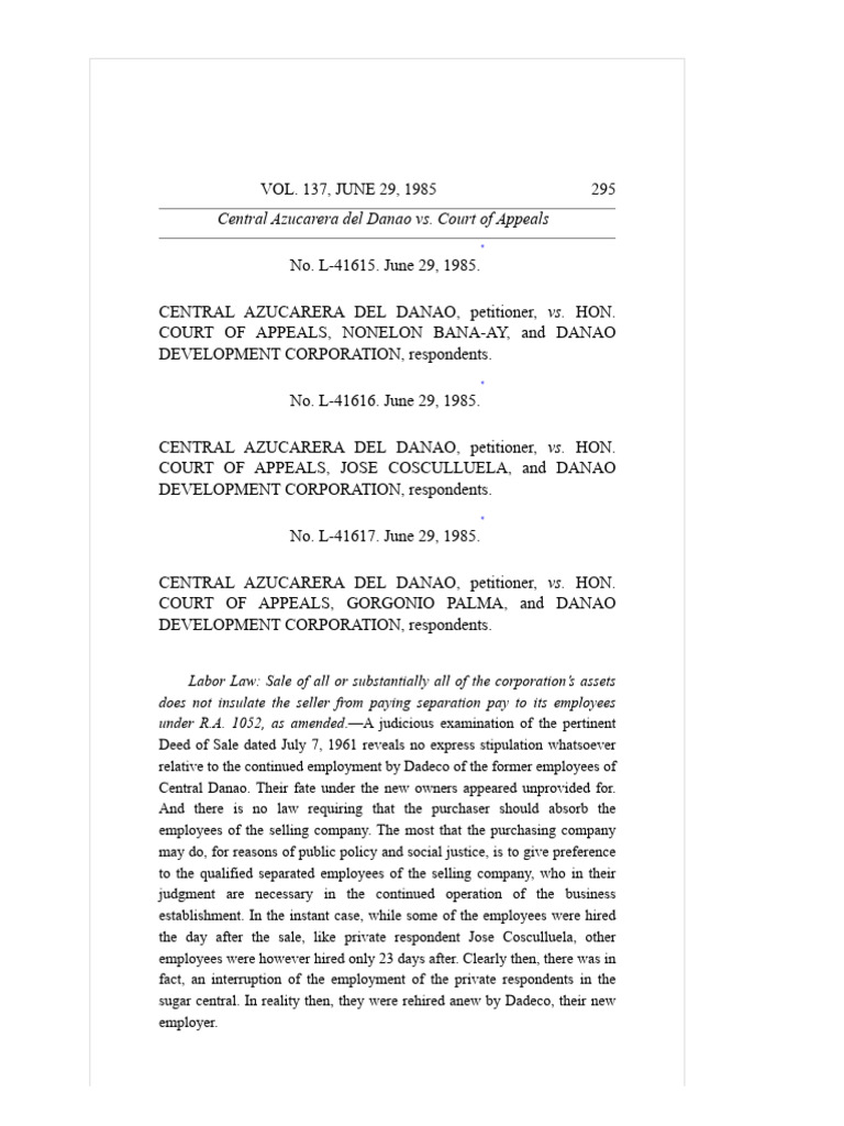 16 - Central Azucarera Del Danao Vs Hon. Court of Appeals, Noqelon Bana-Ay and Danao Development ...