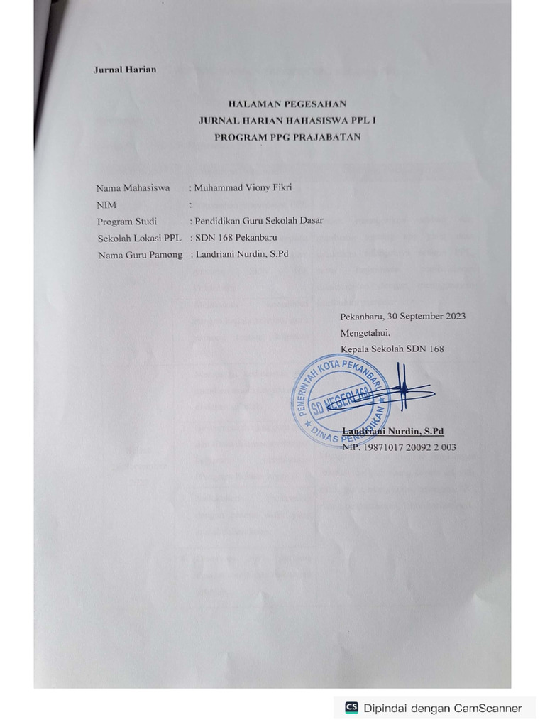 Jurnal Harian Vio 1 | PDF