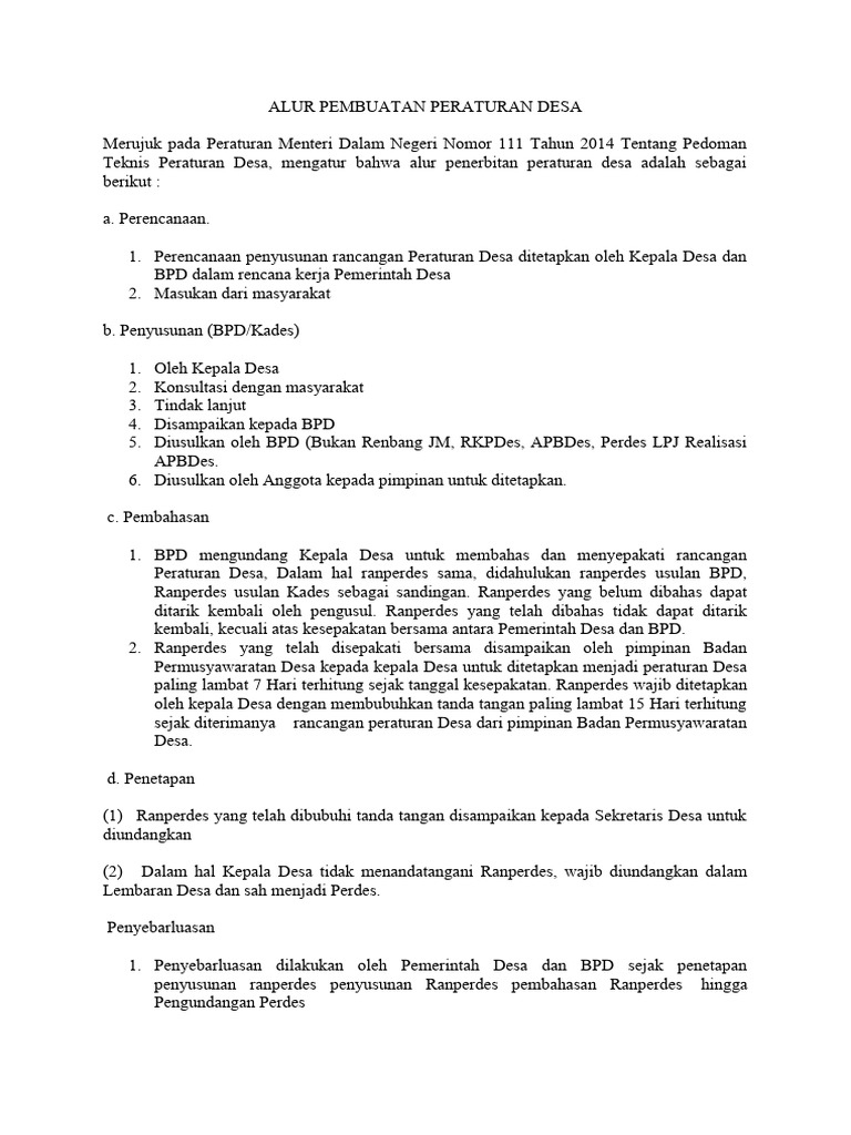 Alur Pembuatan Peraturan Desa | PDF