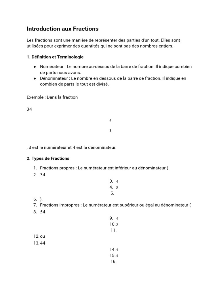 Introduction aux Fractions Mathématiques | PDF | Nombre | Mathématiques ...