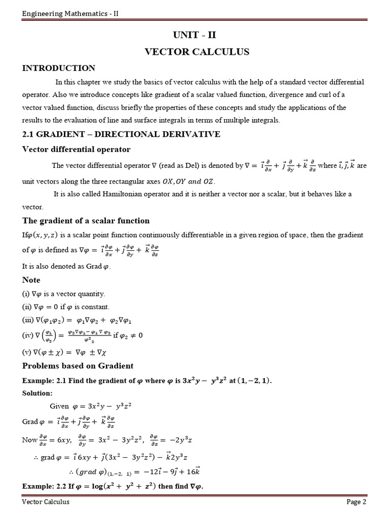 Vector Calculus-1 | PDF | Gradient | Divergence