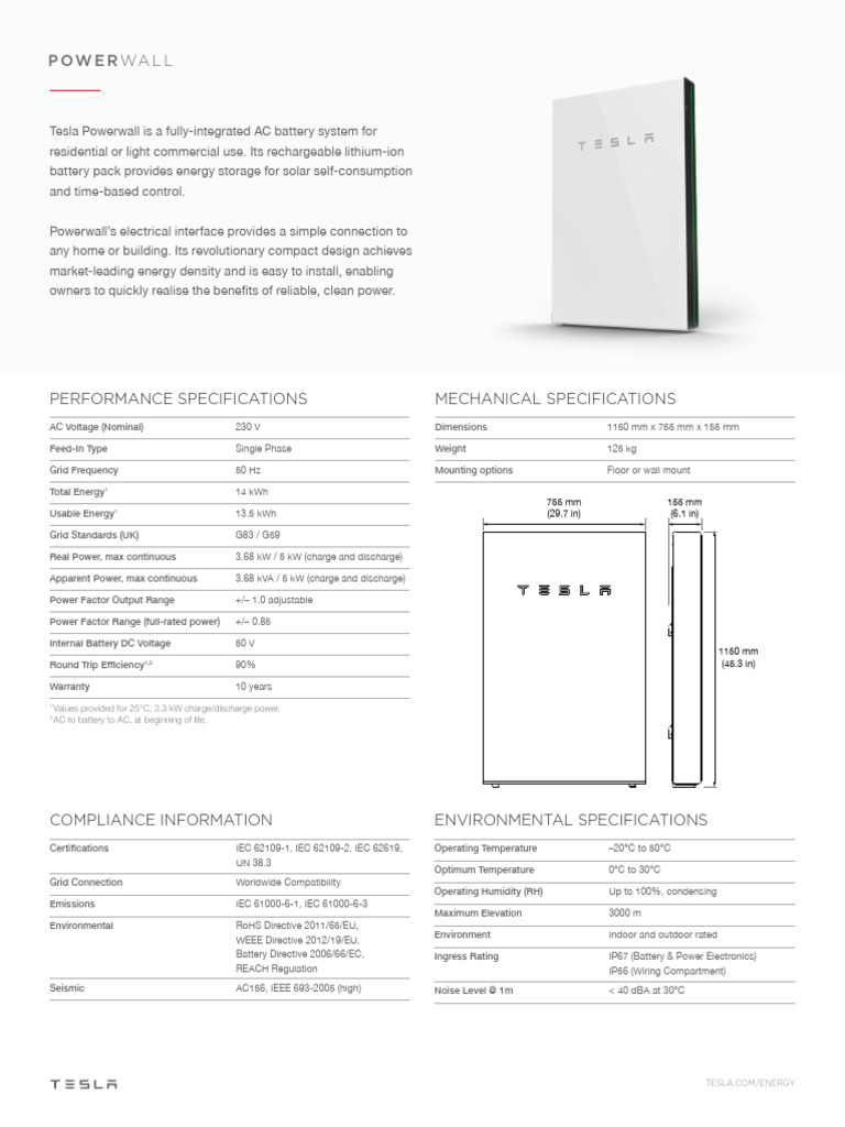 Tesla Powerwall: Efficient Home Battery | PDF | Alternating Current ...