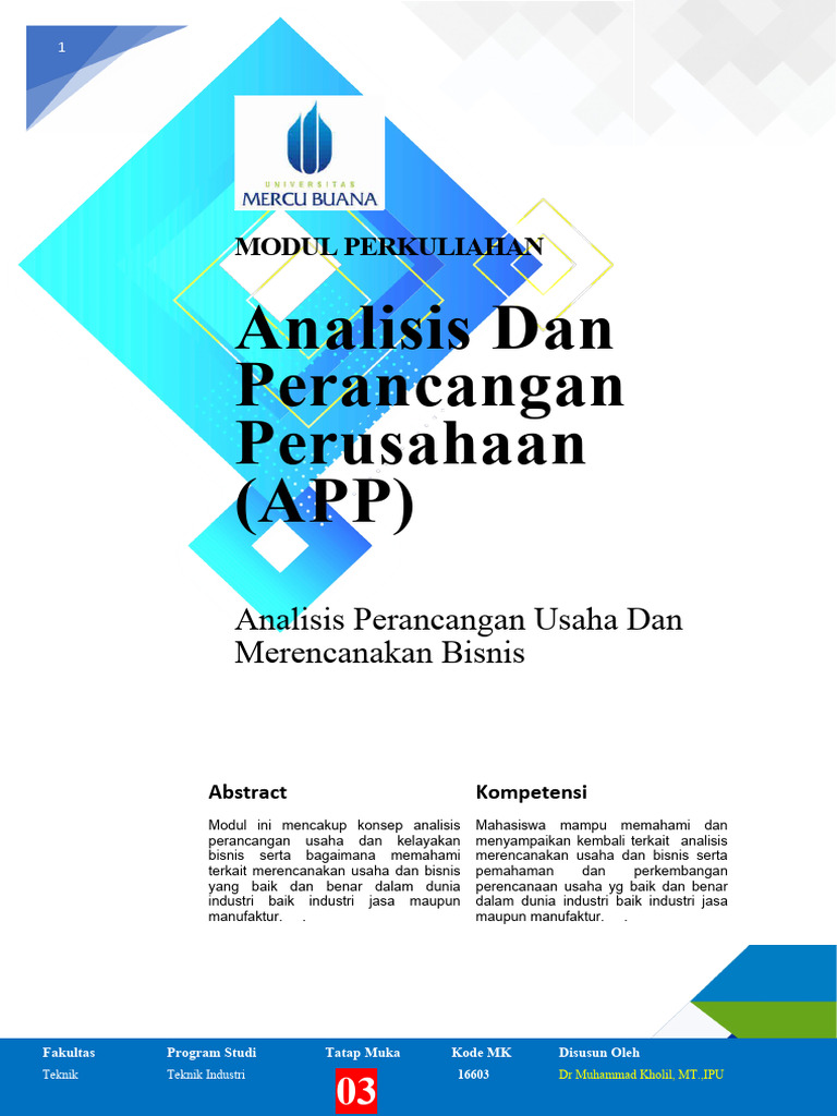 Modul APP - MK.03-Merencanakan Bisnis | PDF | Bisnis