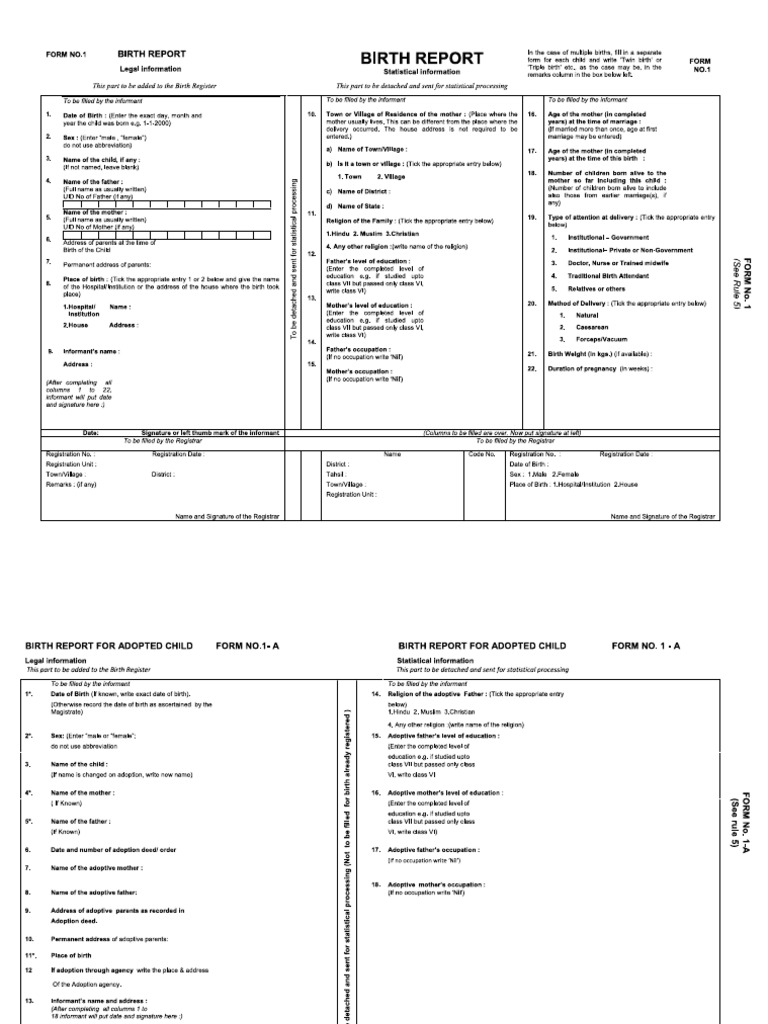 2 Birth Forms | PDF