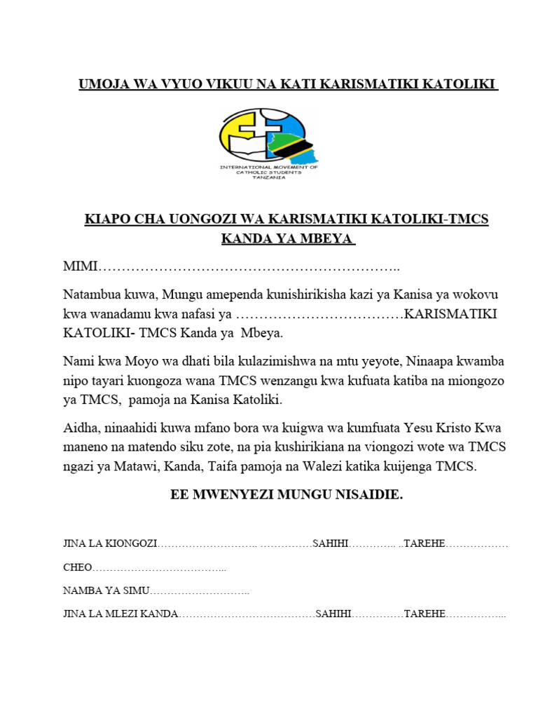 KIAPO UONGOZI Updated | PDF