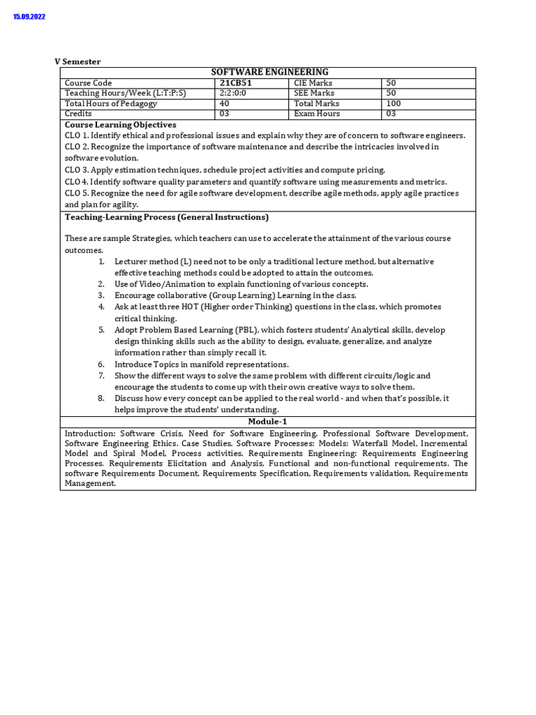 Software Engineering Syllabus | PDF | Agile Software Development ... Software Engineering Syllabus | PDF | Agile Software Development ...