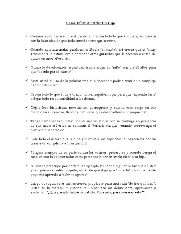 Como Echar A Perder Un Hijo | PDF | Salud y bienestar
