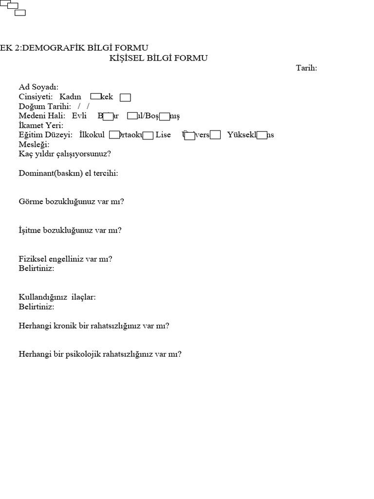 Demografik Bilgi Formu | PDF