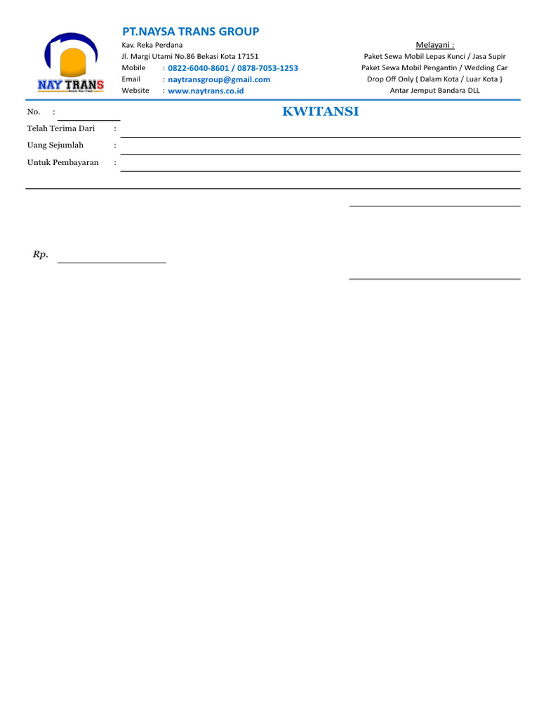 Kwitansi Rental Mobil | PDF