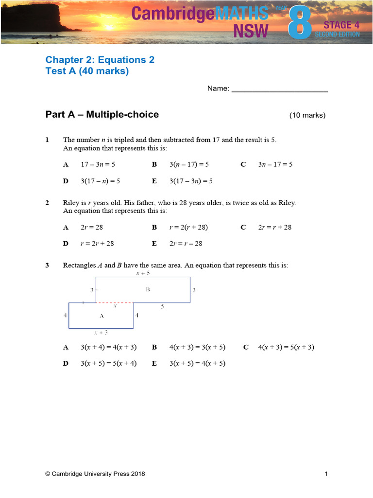 Chapter Test 02A | PDF | Fahrenheit | Algebra