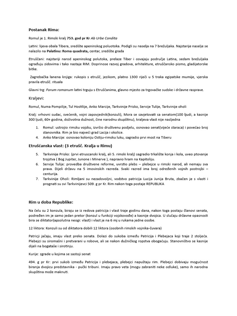Postanak Rima:: Kraljevi | PDF