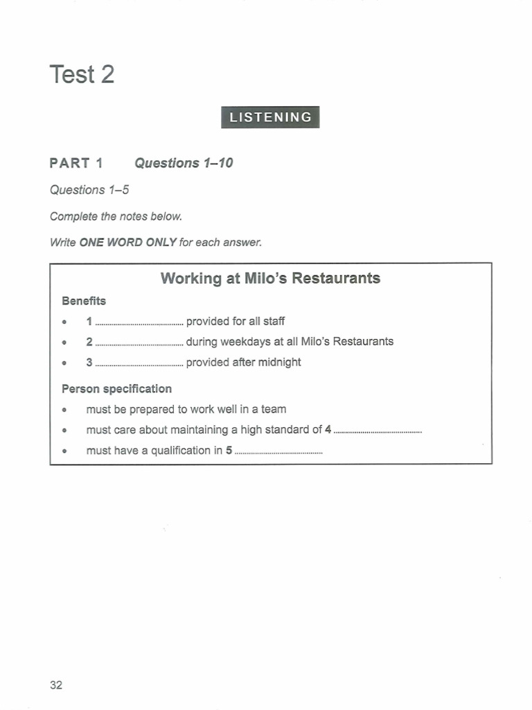 Test 2 (Listening) | PDF