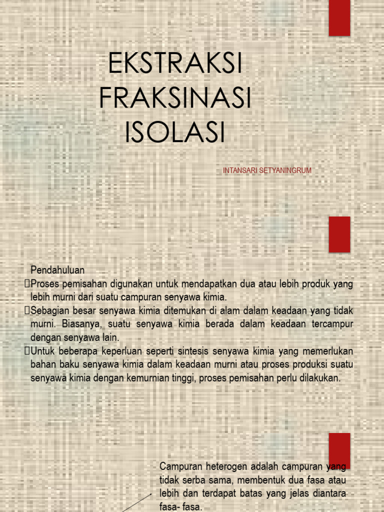 Proses dan Tahapan Ekstraksi Kimia | PDF