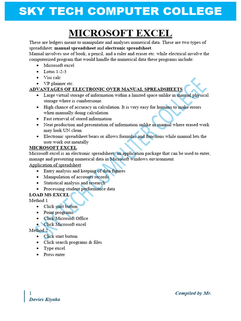 Microsoft Excel | Download Free PDF | Spreadsheet | Microsoft Excel